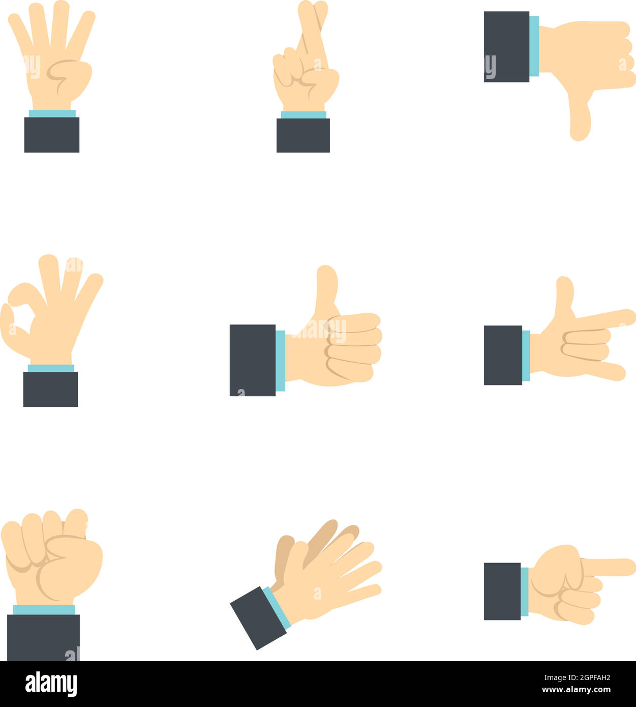 Gesture icons set, flat style Stock Vector Image & Art - Alamy