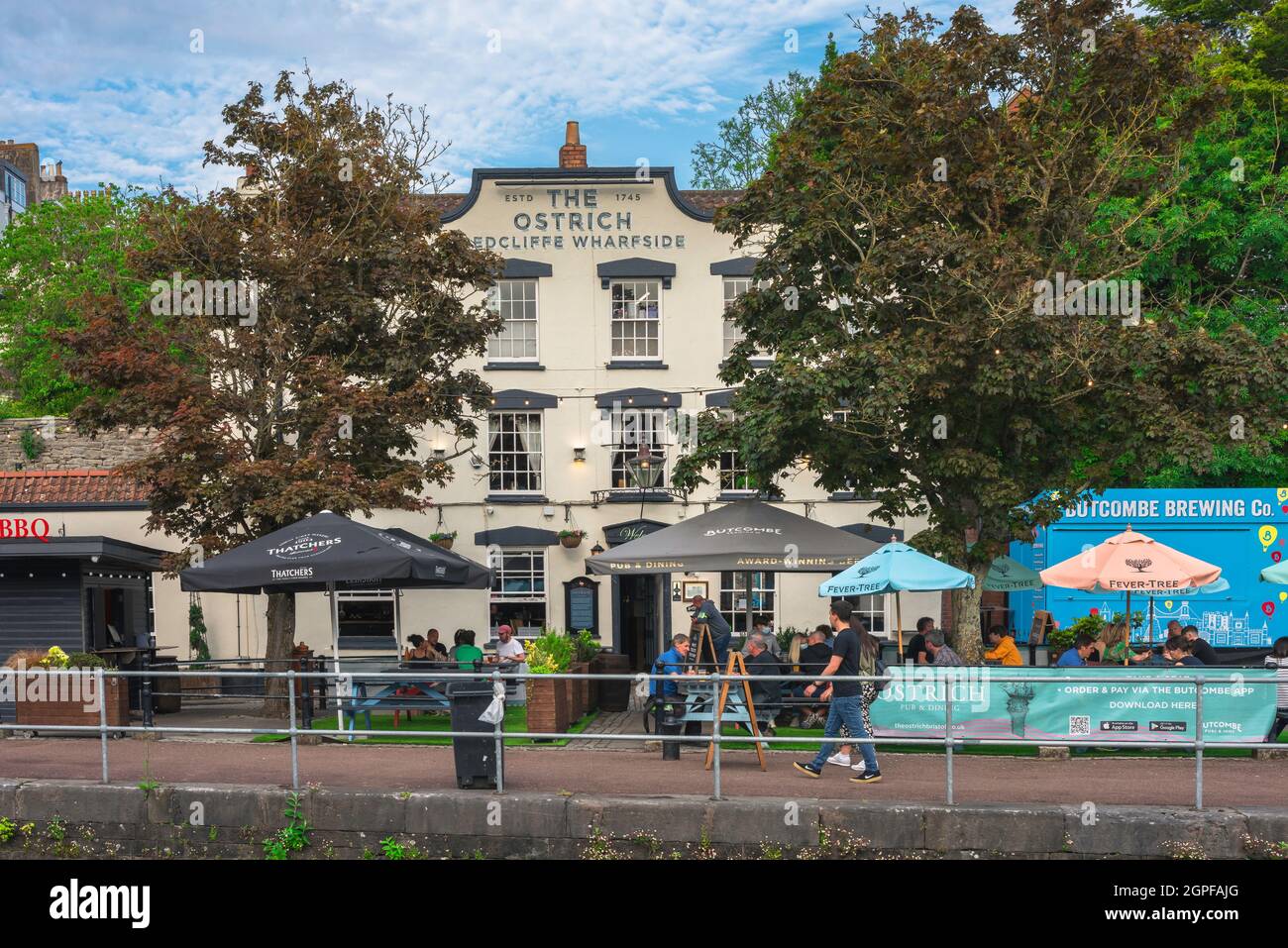 Ostrich Pub Inn Bristol, view in summer of people relaxing on the ...