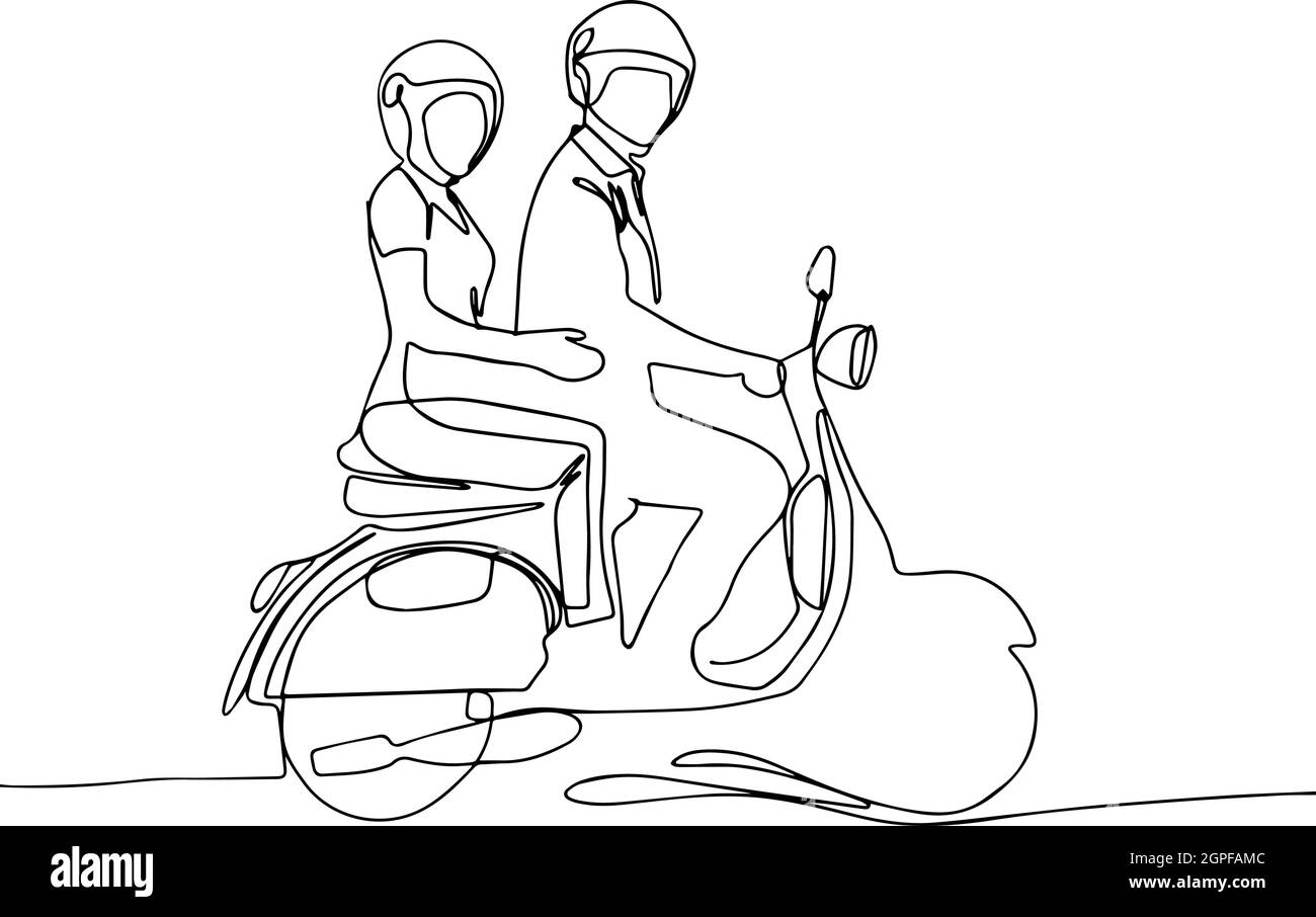 Couple ride on motor bike Stock Vector Images - Alamy