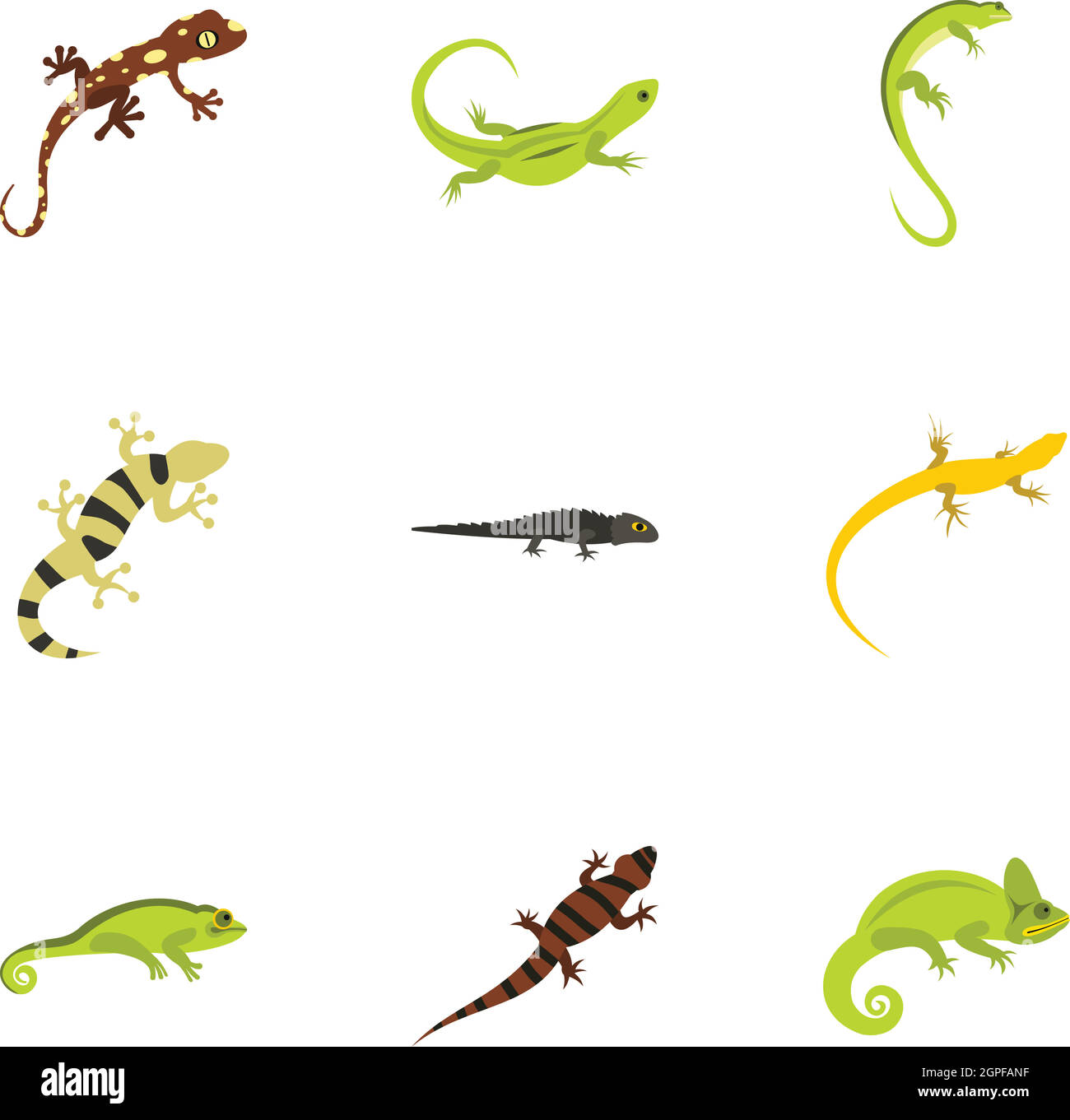 Lizard icons set, flat style Stock Vector Image & Art - Alamy