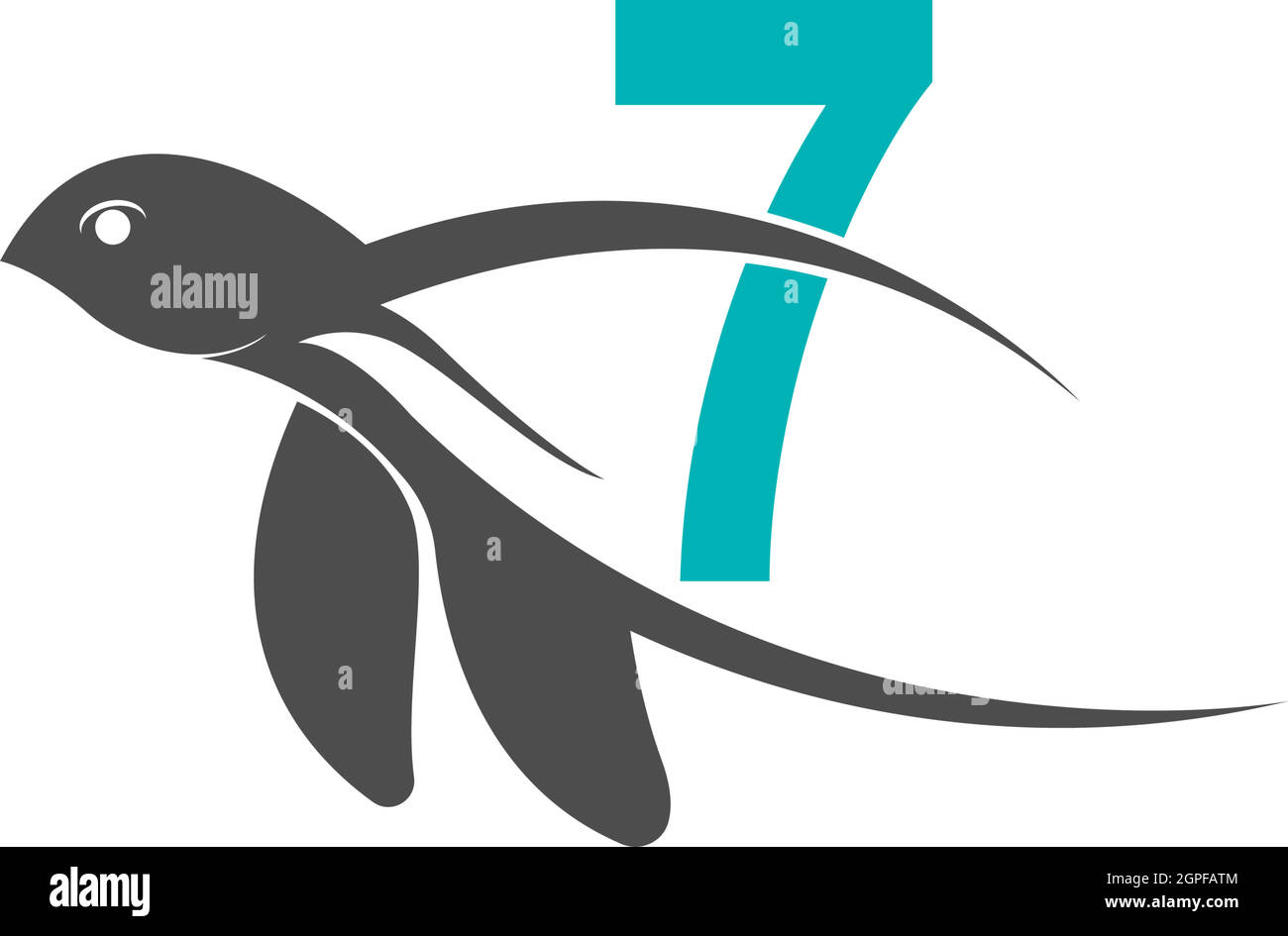Sea turtle icon with number 7 logo design illustration Stock Vector ...