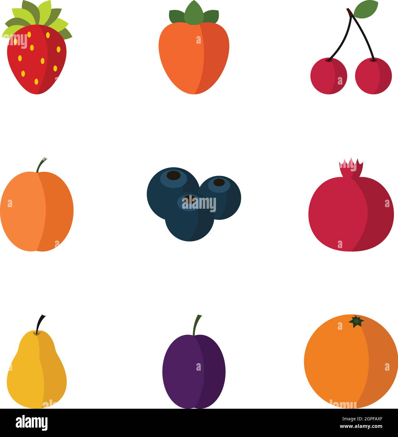 Fresh fruit icons set, flat style Stock Vector Image & Art - Alamy