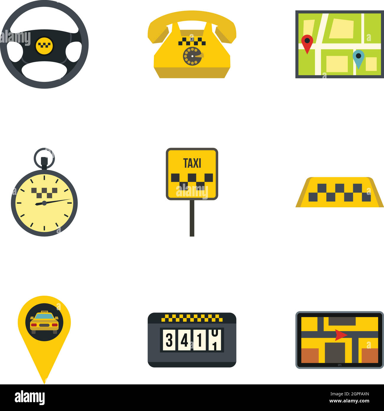Taxi icons set Cut Out Stock Images & Pictures - Alamy