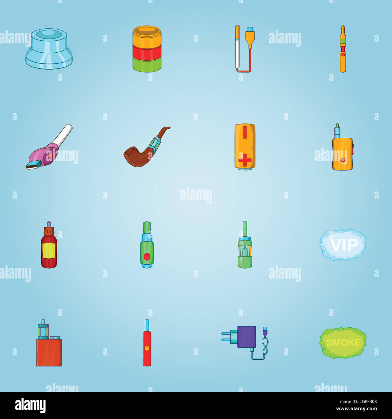 Electronic cigarette icons set, cartoon style Stock Vector Image & Art ...