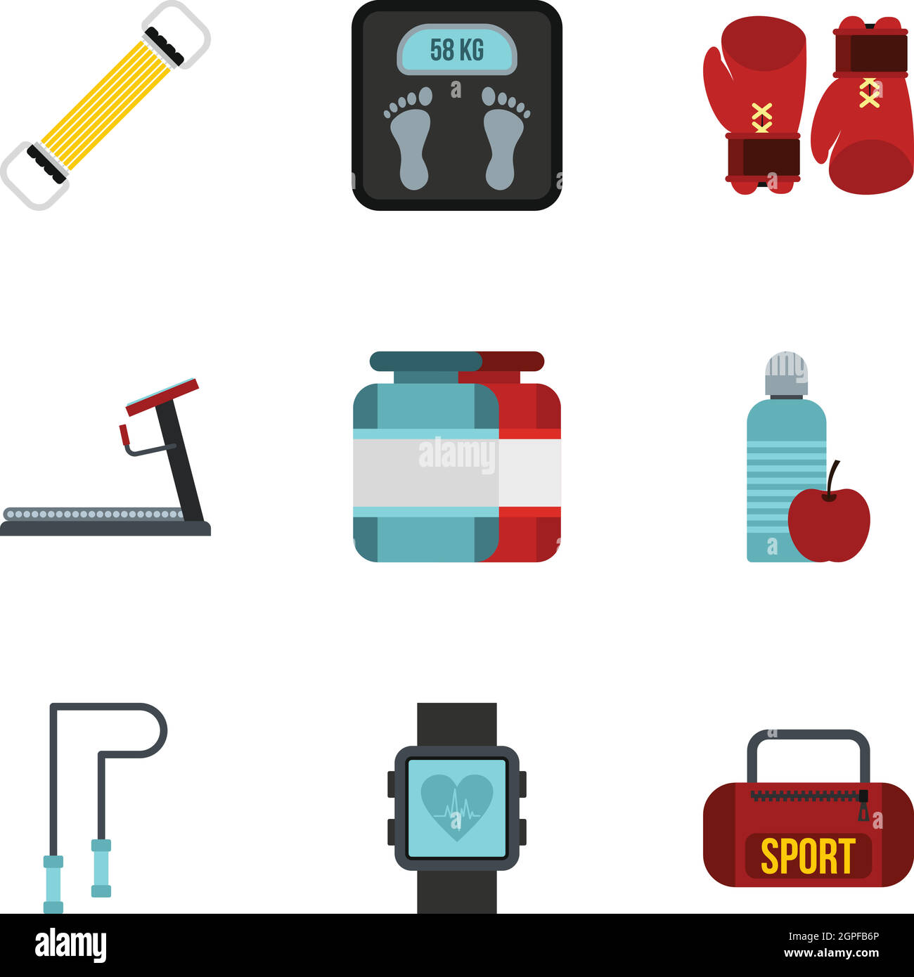 Gym icons set, flat style Stock Vector Image & Art - Alamy