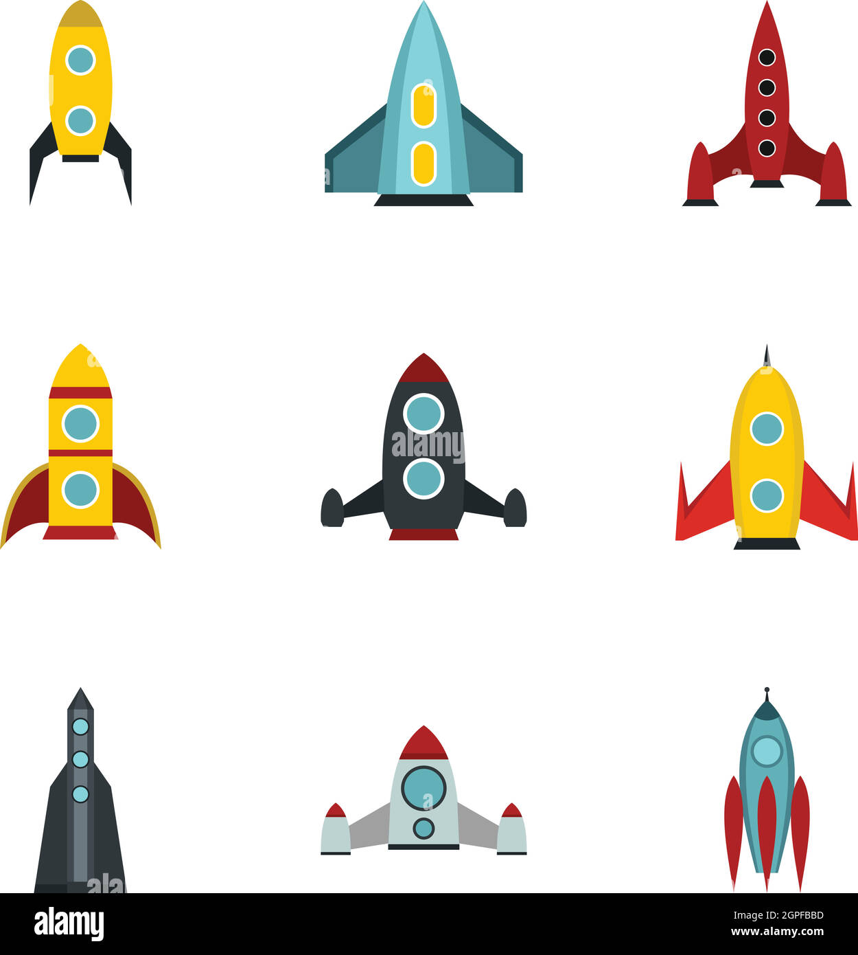 Rocket icons set, flat style Stock Vector Image & Art - Alamy