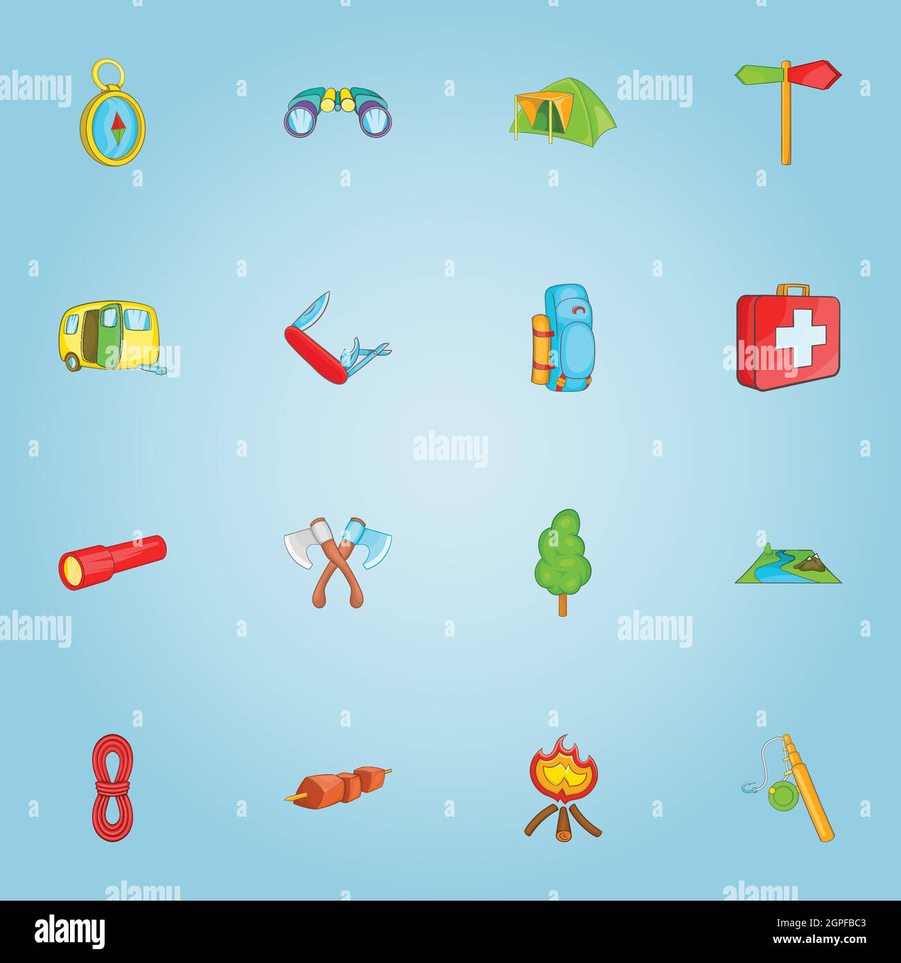 Camping icons set, cartoon style Stock Vector Image & Art - Alamy