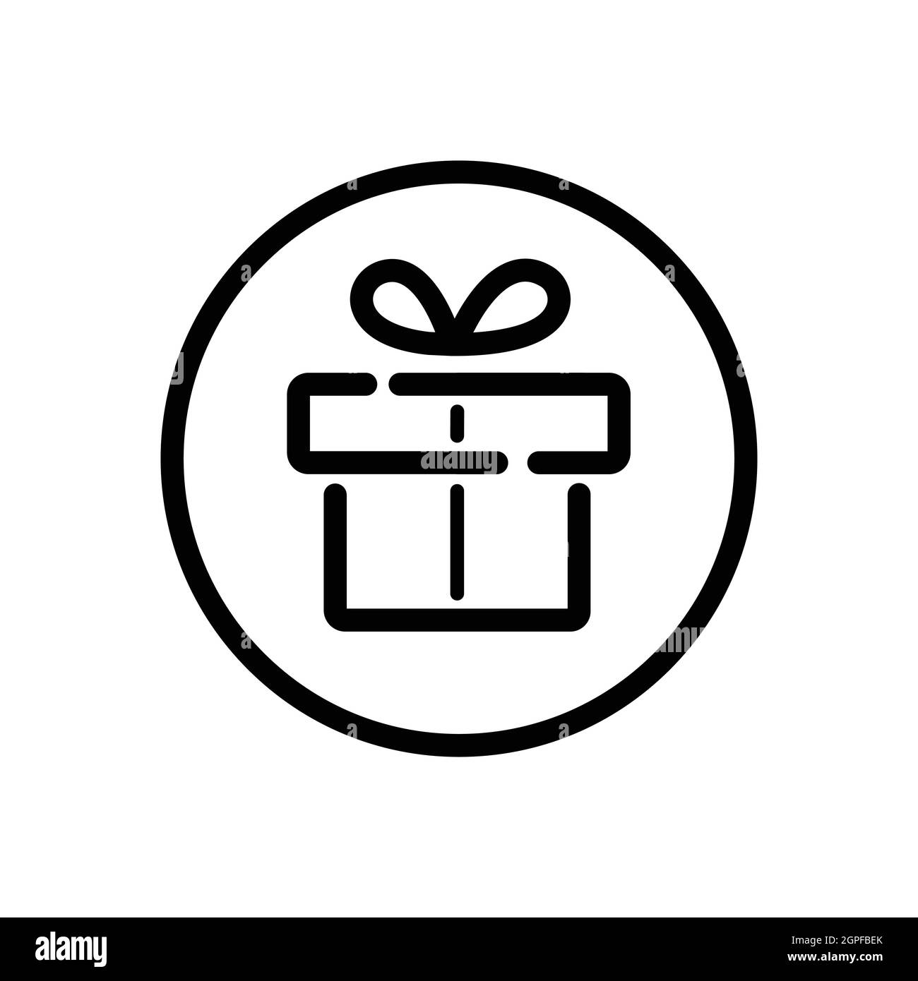 Gift. Box with ribbon. Commerce outline icon in a circle. Vector ...
