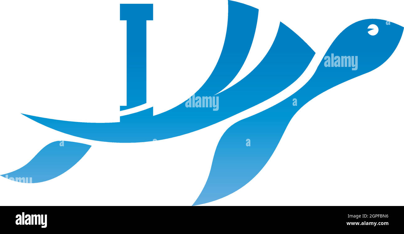 Sea turtle icon with letter I logo design illustration Stock Vector ...