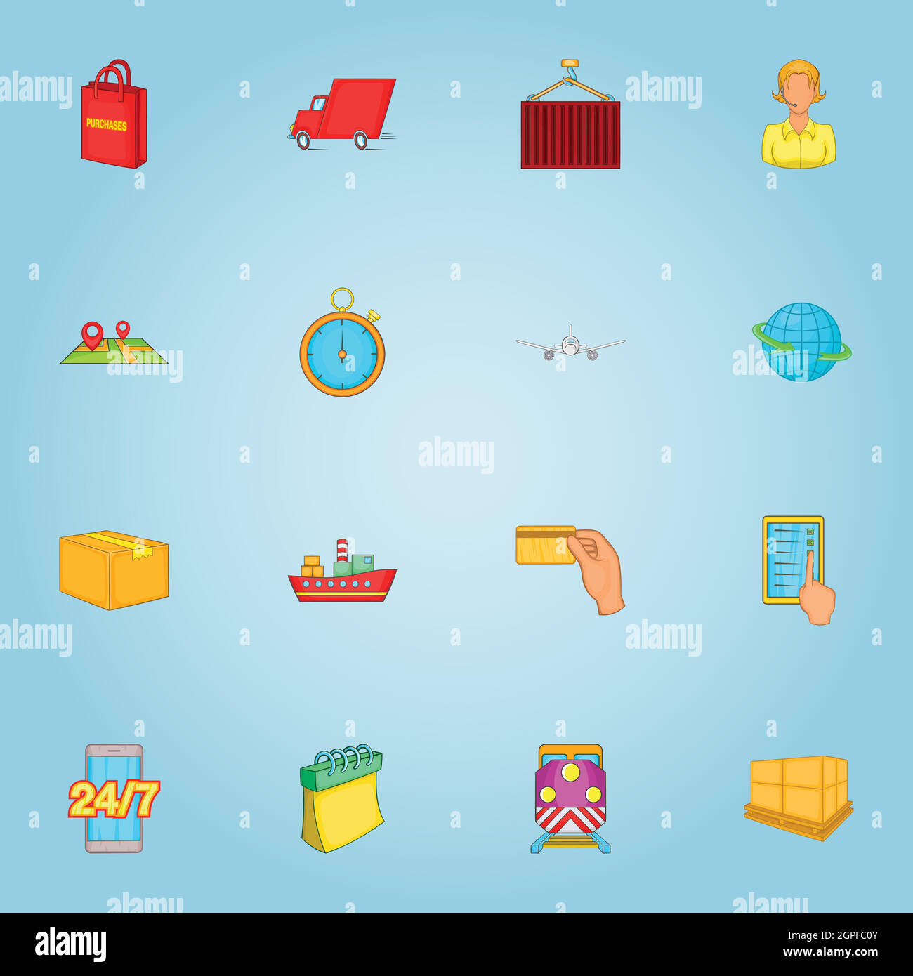 Delivery of cargo icons set, cartoon style Stock Vector Image & Art - Alamy
