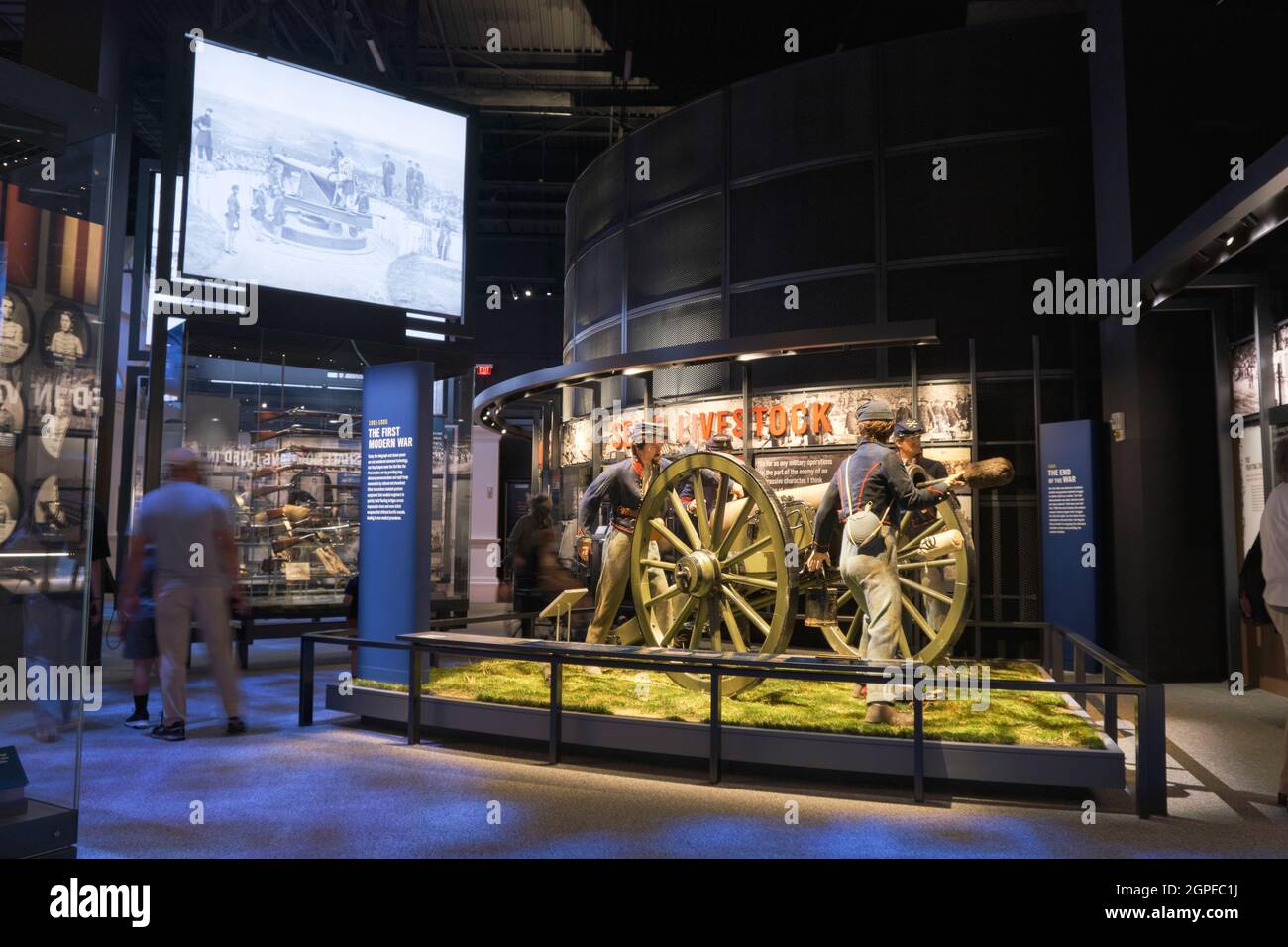 Soldiers loading a canon in the Civil War gallery. At the National ...