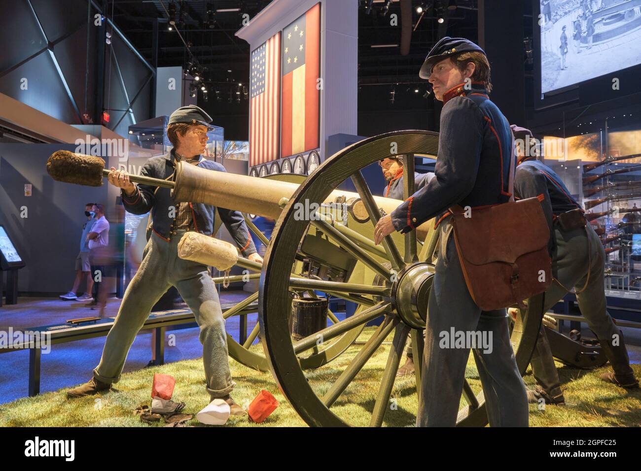 Soldiers loading a canon in the Civil War gallery. At the National ...
