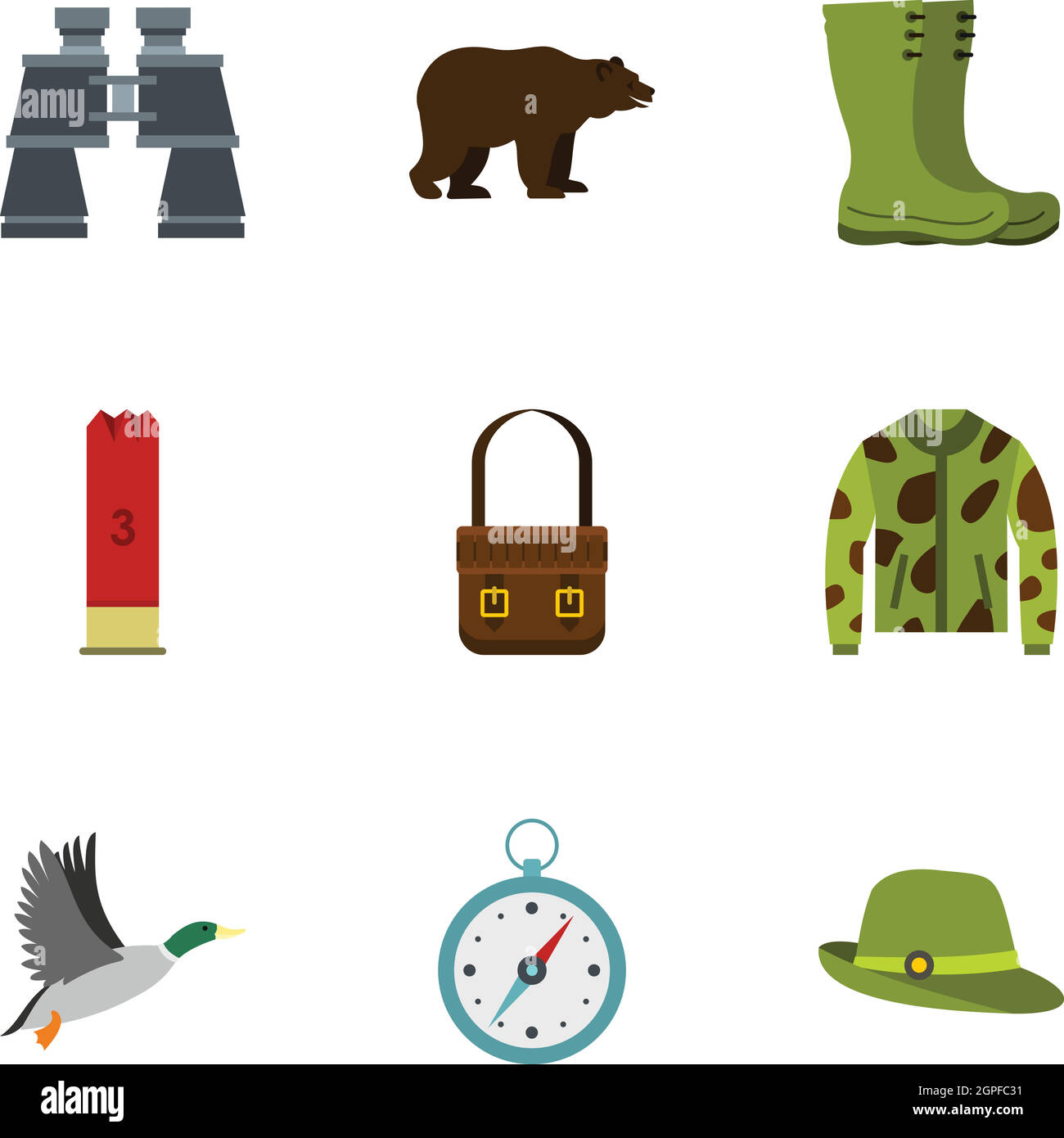 Bird hunting icons set, flat style Stock Vector Image & Art - Alamy