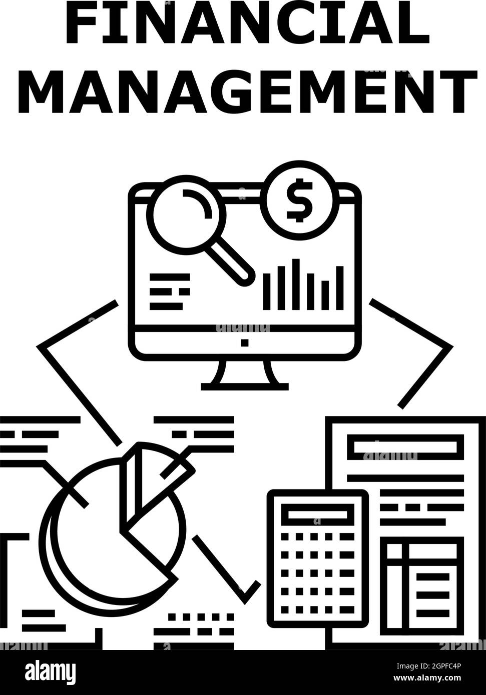 Financial Management Concept Black Illustration Stock Vector Image ...