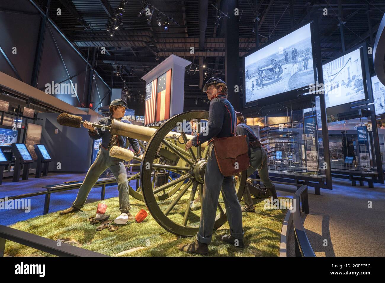 Soldiers loading a canon in the Civil War gallery. At the National ...