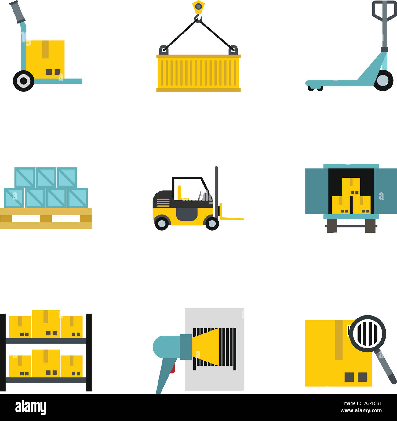 Loader box shipment icons set hi-res stock photography and images - Alamy