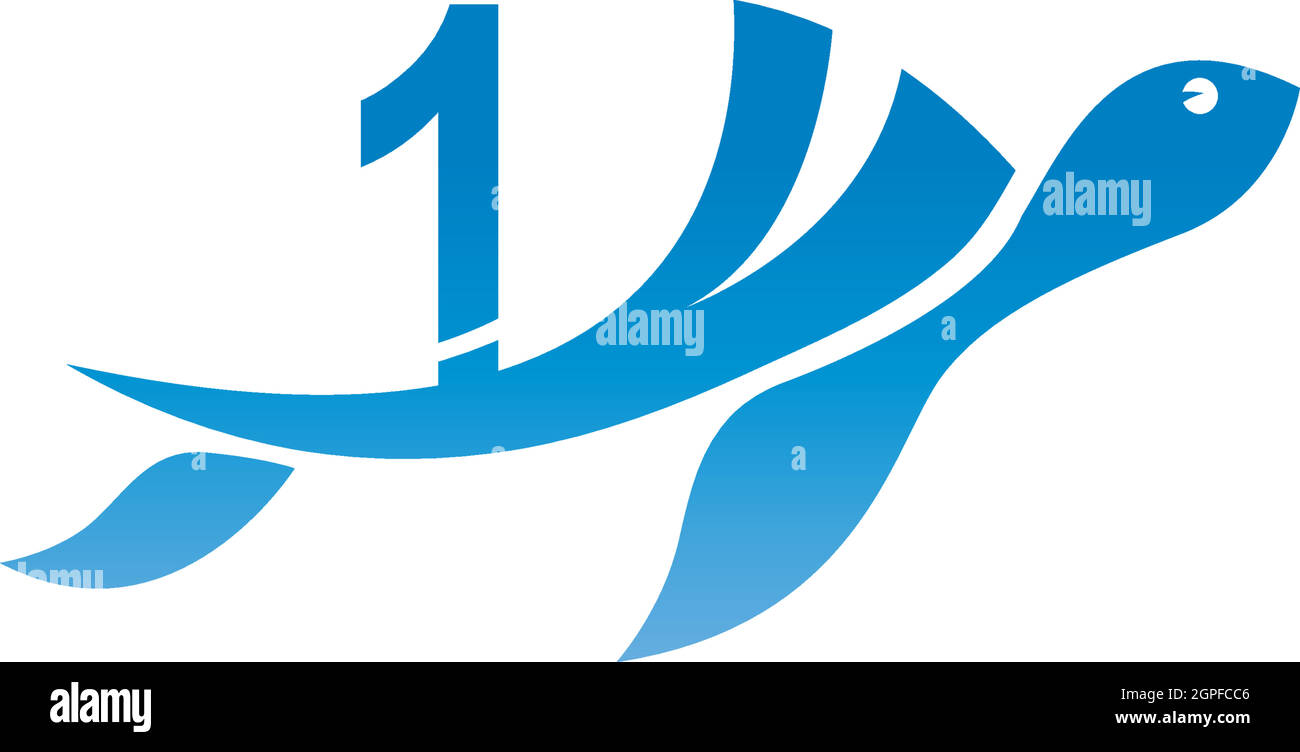 Sea turtle icon with number 1 logo design illustration Stock Vector ...