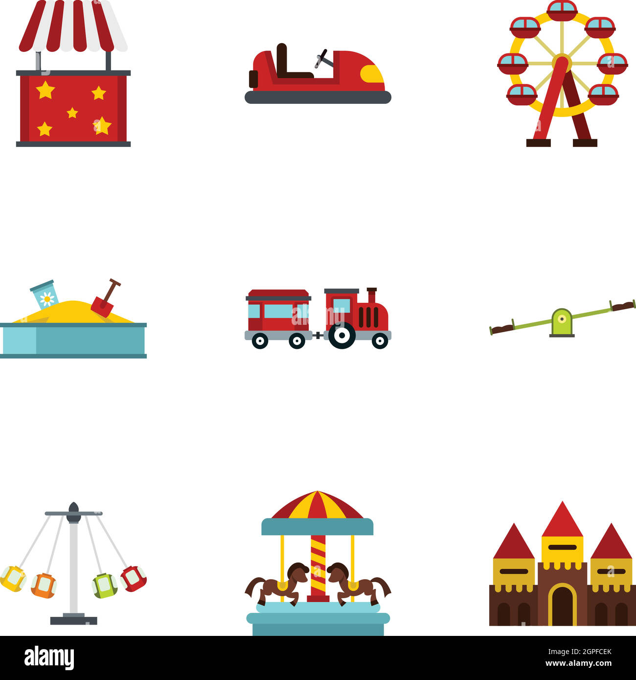 Entertainment for children icons set, flat style Stock Vector Image ...