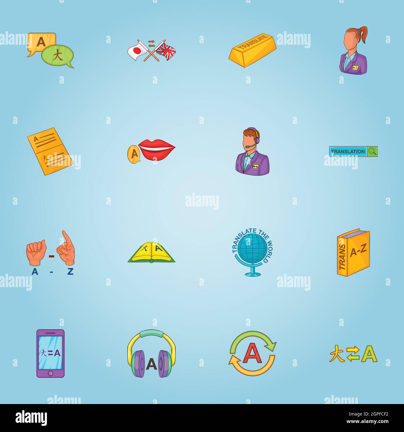 Translation icons set, cartoon style Stock Vector Image & Art - Alamy