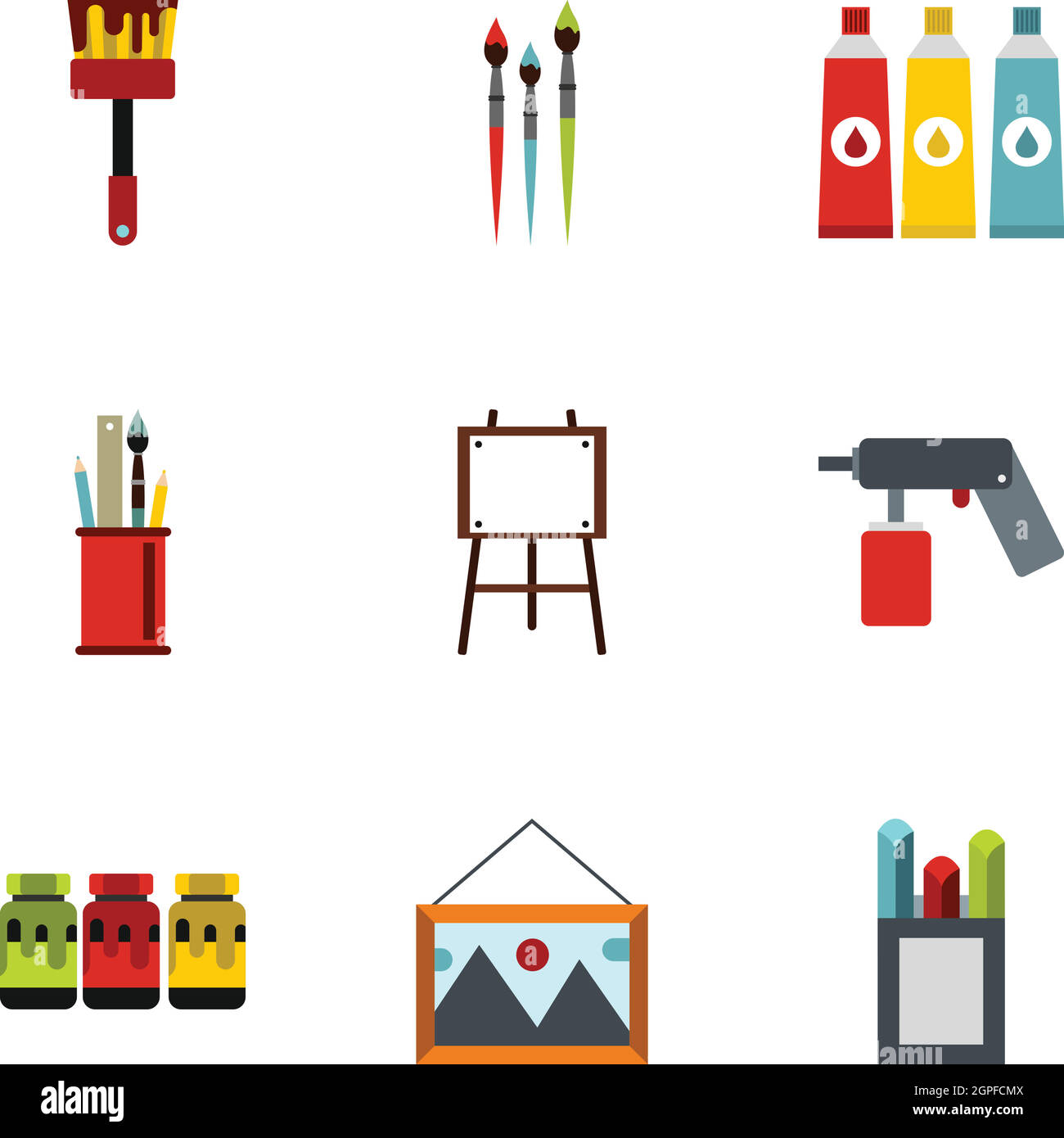 Drawing icons set, flat style Stock Vector Image & Art - Alamy