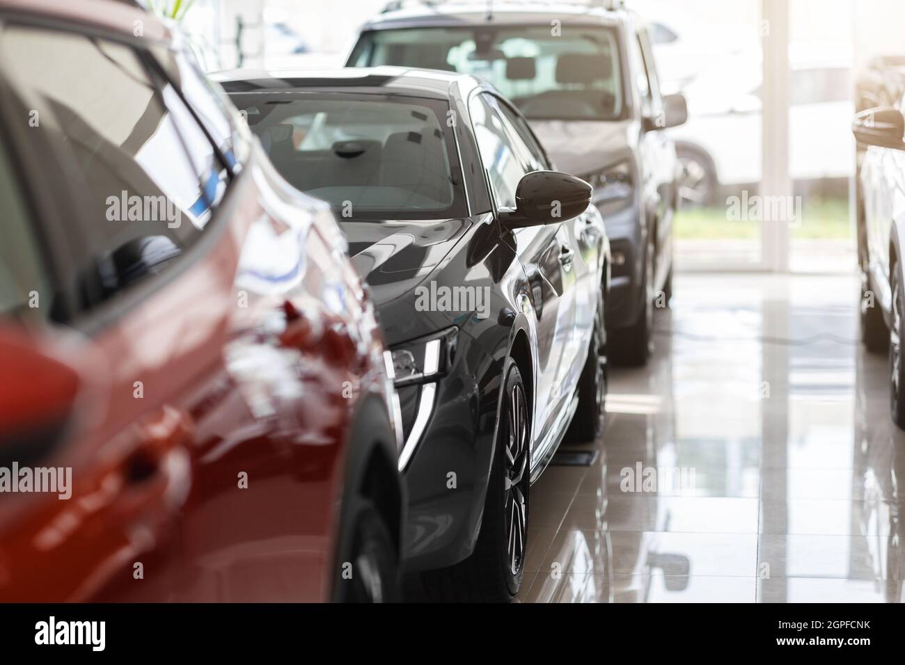 Closeup of brand new luxury automobiles in vip showroom Stock Photo - Alamy