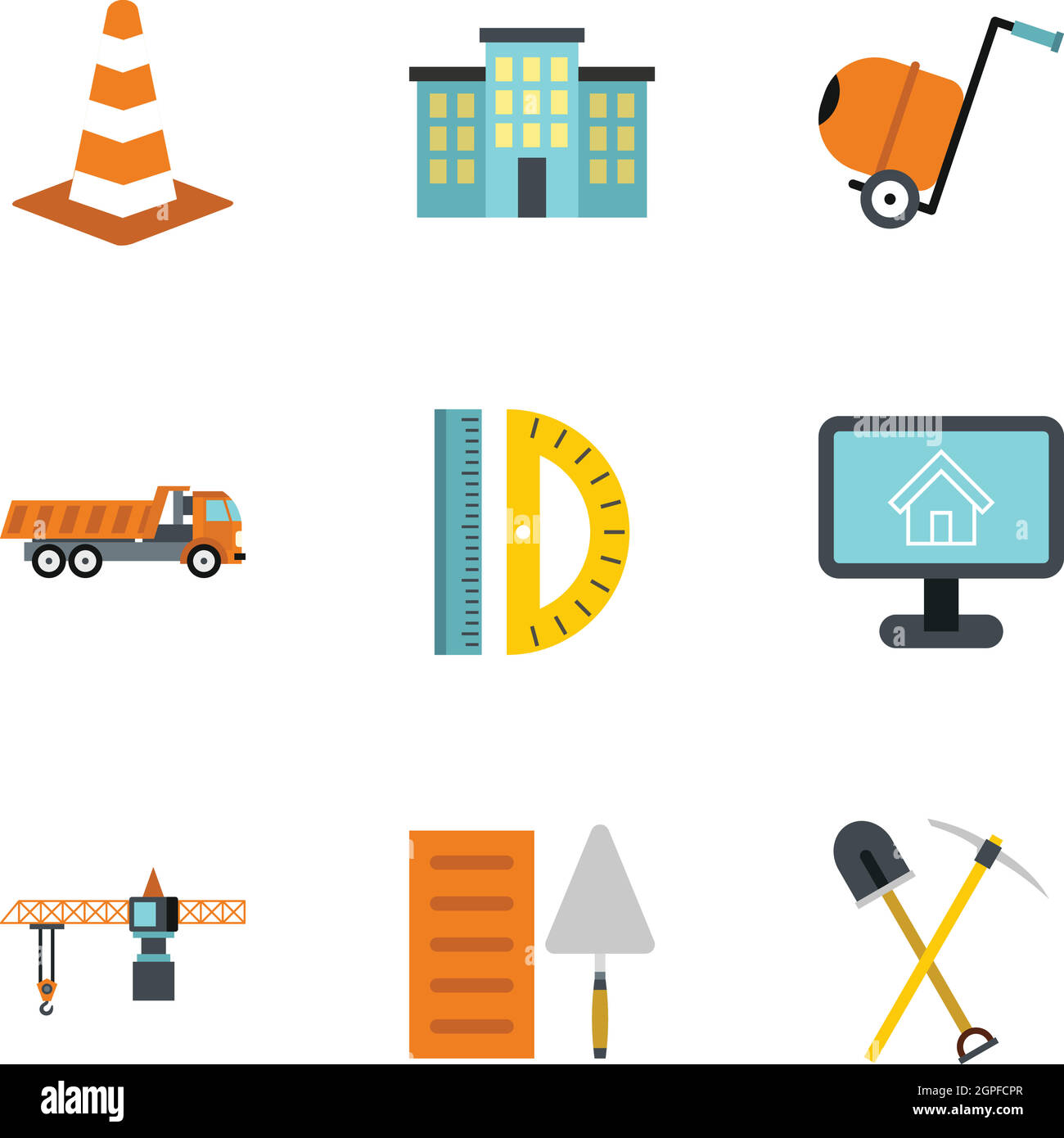 Construction icons set, flat style Stock Vector Image & Art - Alamy