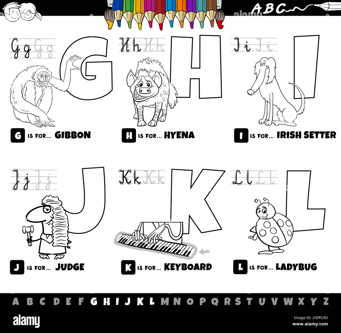 Cartoon school objects coloring page hi-res stock photography and ...