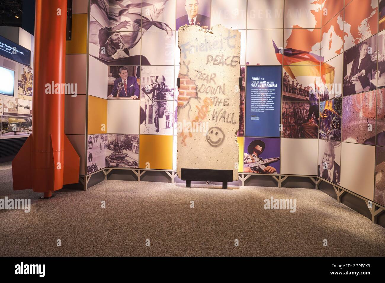 A section of the Berlin wall, a symbol of the Cold War, Iron Curtain ...