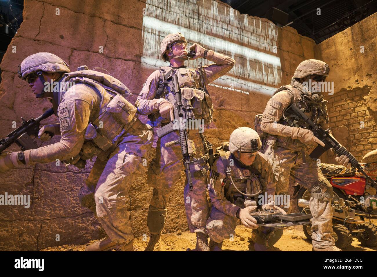 A modern squad during a raid with a radio controlled robot. At the ...