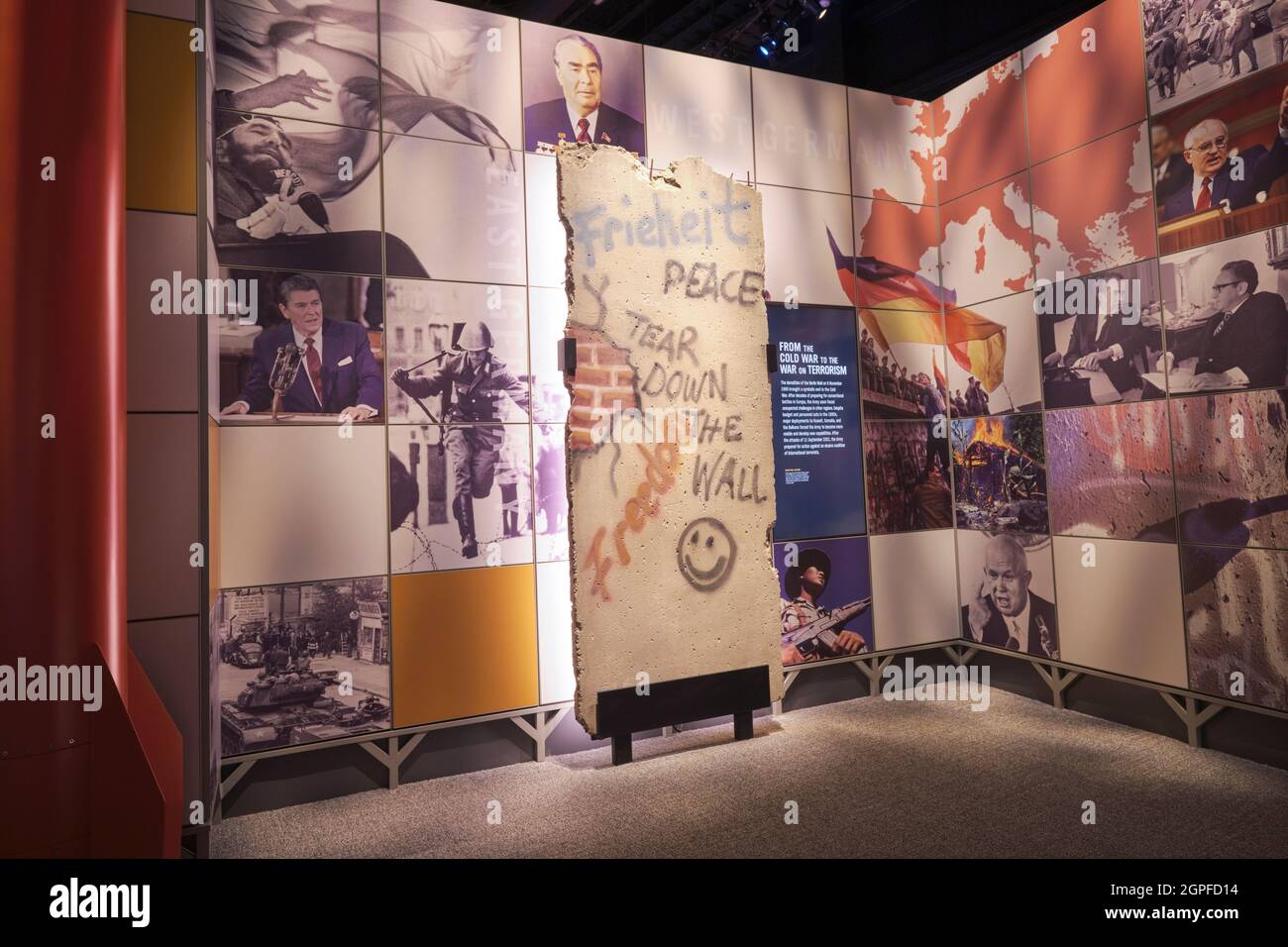 A section of the Berlin wall, a symbol of the Cold War, Iron Curtain ...