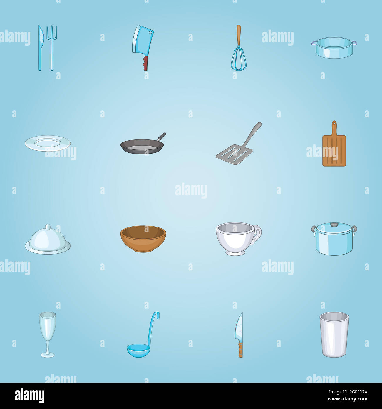 Dishes icons set, cartoon style Stock Vector Image & Art - Alamy