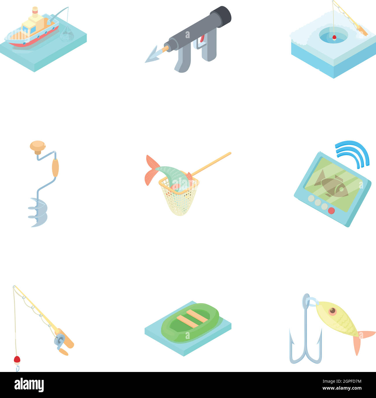 Fish catch icons set, cartoon style Stock Vector Image & Art - Alamy