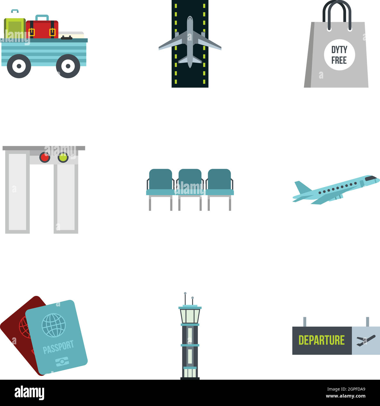 Flying on plane icons set, flat style Stock Vector Image & Art - Alamy