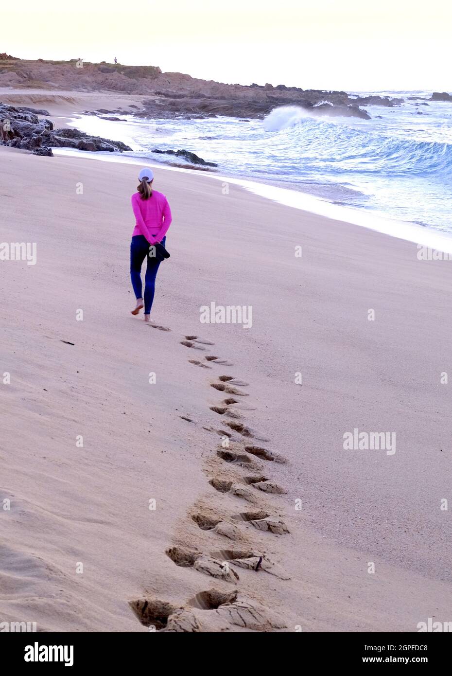 BEACH WALK AT DAWN ON THE SEA OF CORTEZ NEAR CABO SAN LUCAS, MEXICO ...