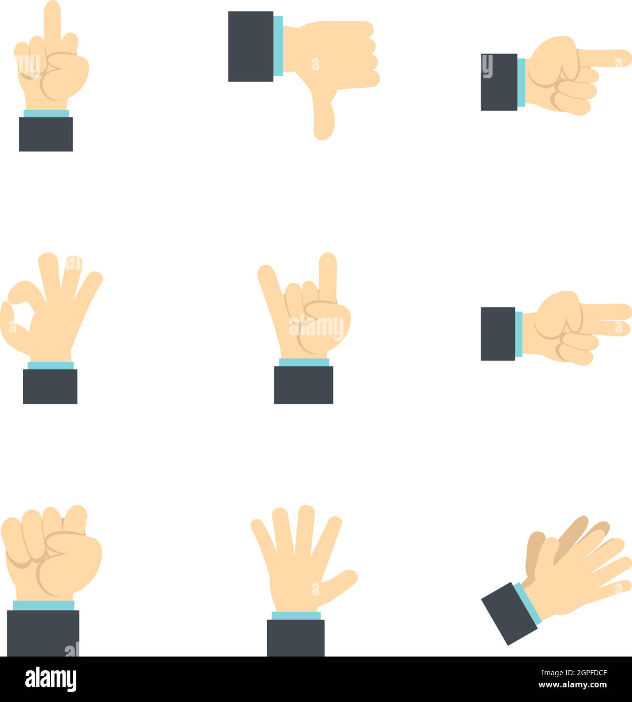 Communication gestures icons set, flat style Stock Vector Image & Art ...