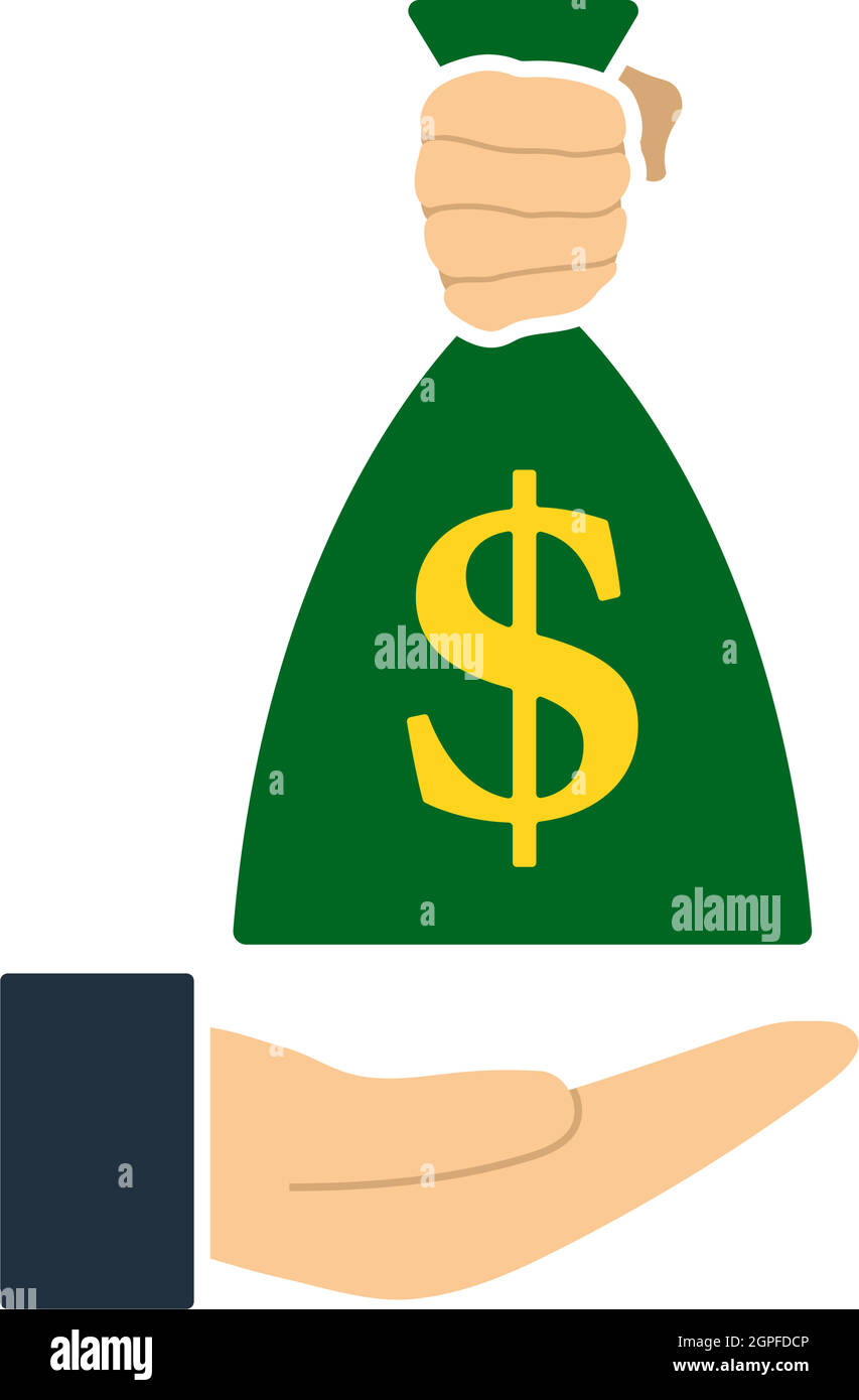Hand Holding The Money Bag Icon Stock Vector Image & Art - Alamy