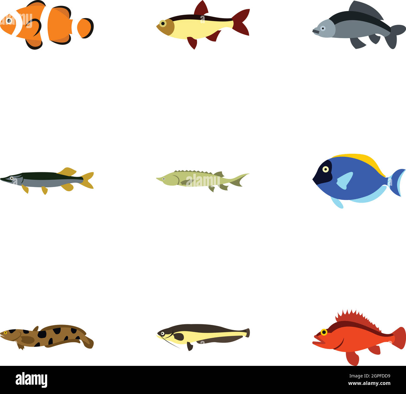 Fish icons set, flat style Stock Vector Image & Art - Alamy