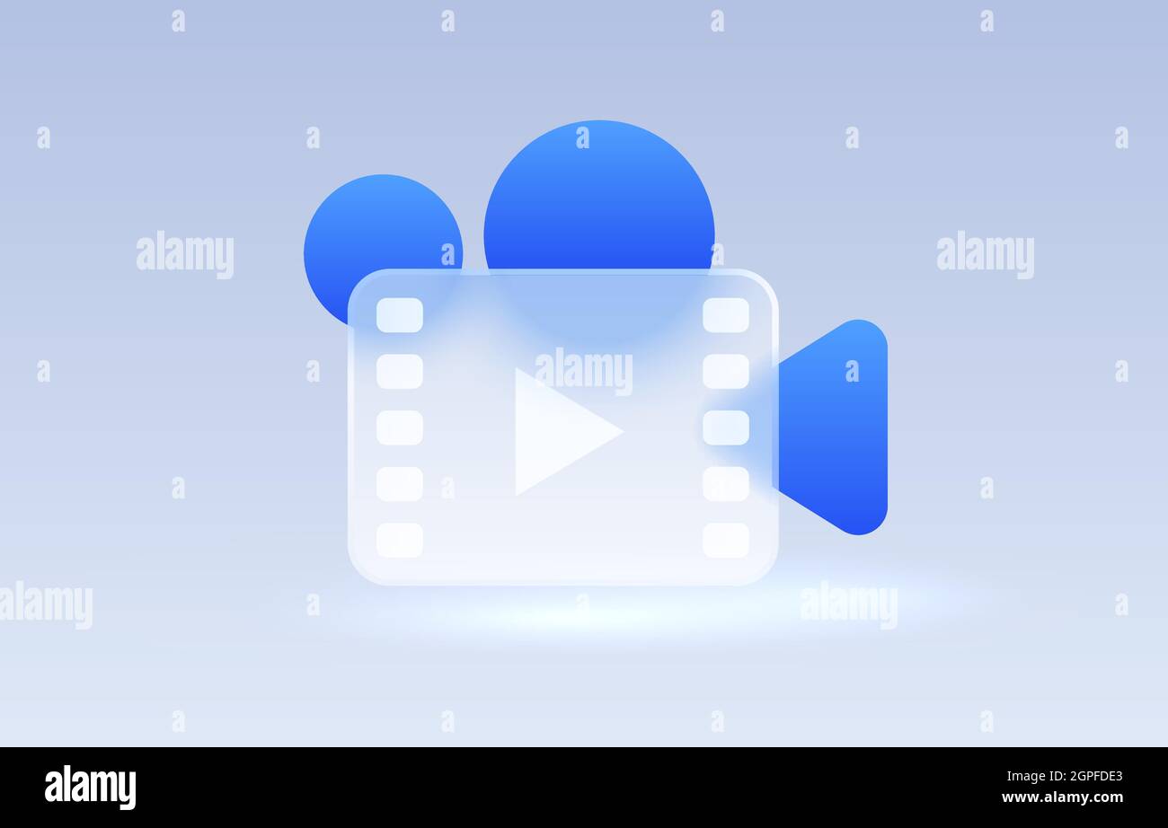 Glass video transparent icon, collection sign. Vector illustration ...