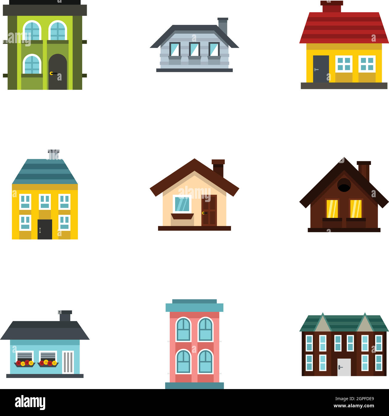 Building icons set, flat style Stock Vector Image & Art - Alamy