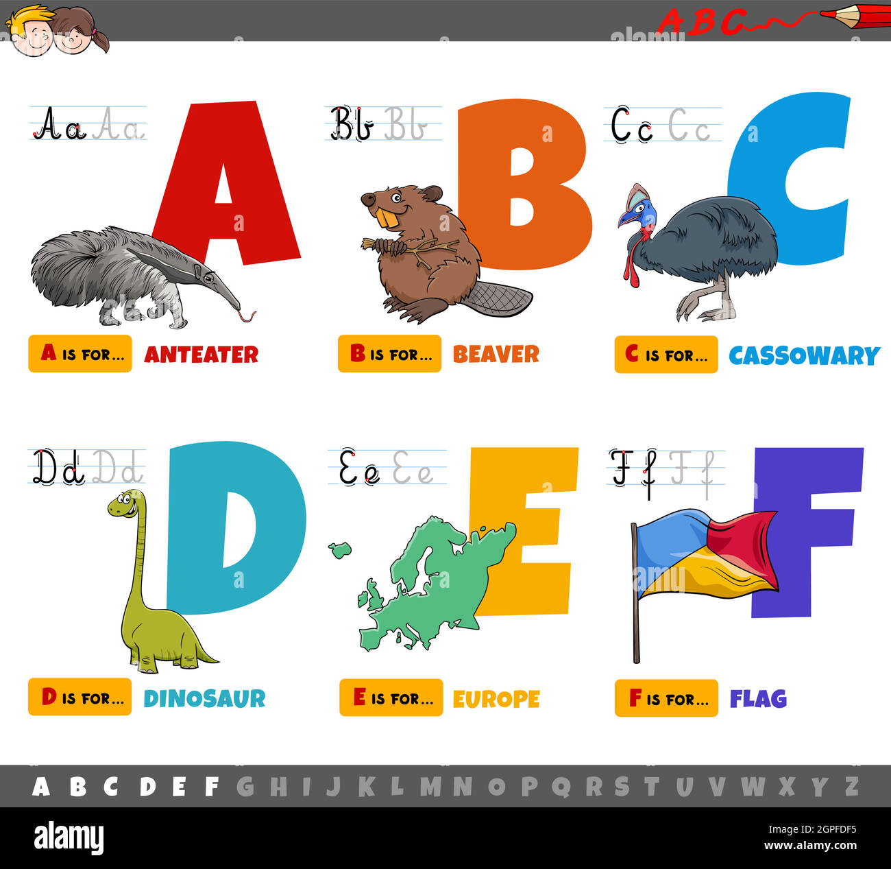 Education Cartoon Alphabet Letters Kids High Resolution Stock ...