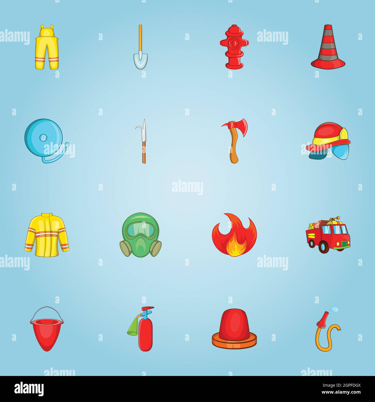 Fire service icons set, cartoon style Stock Vector Image & Art - Alamy