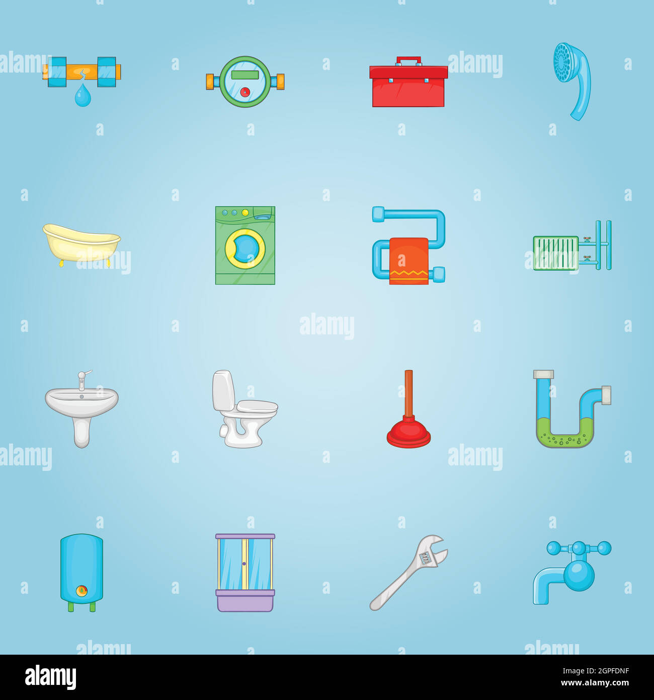 Sanitary appliances icons set, cartoon style Stock Vector Image & Art ...
