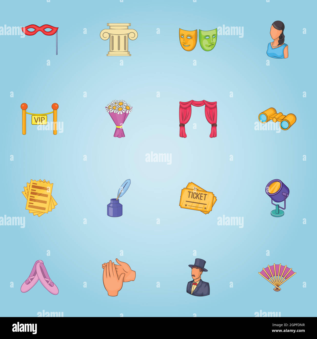 Theatre icons set, cartoon style Stock Vector Image & Art - Alamy