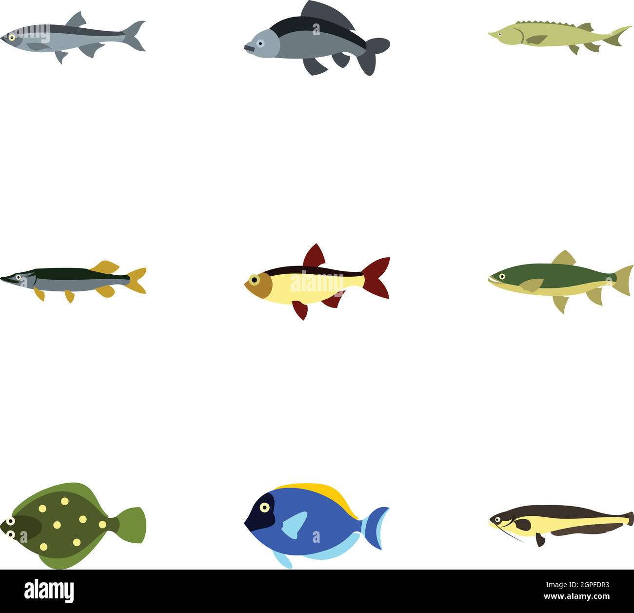 Marine fish icons set, flat style Stock Vector Image & Art - Alamy
