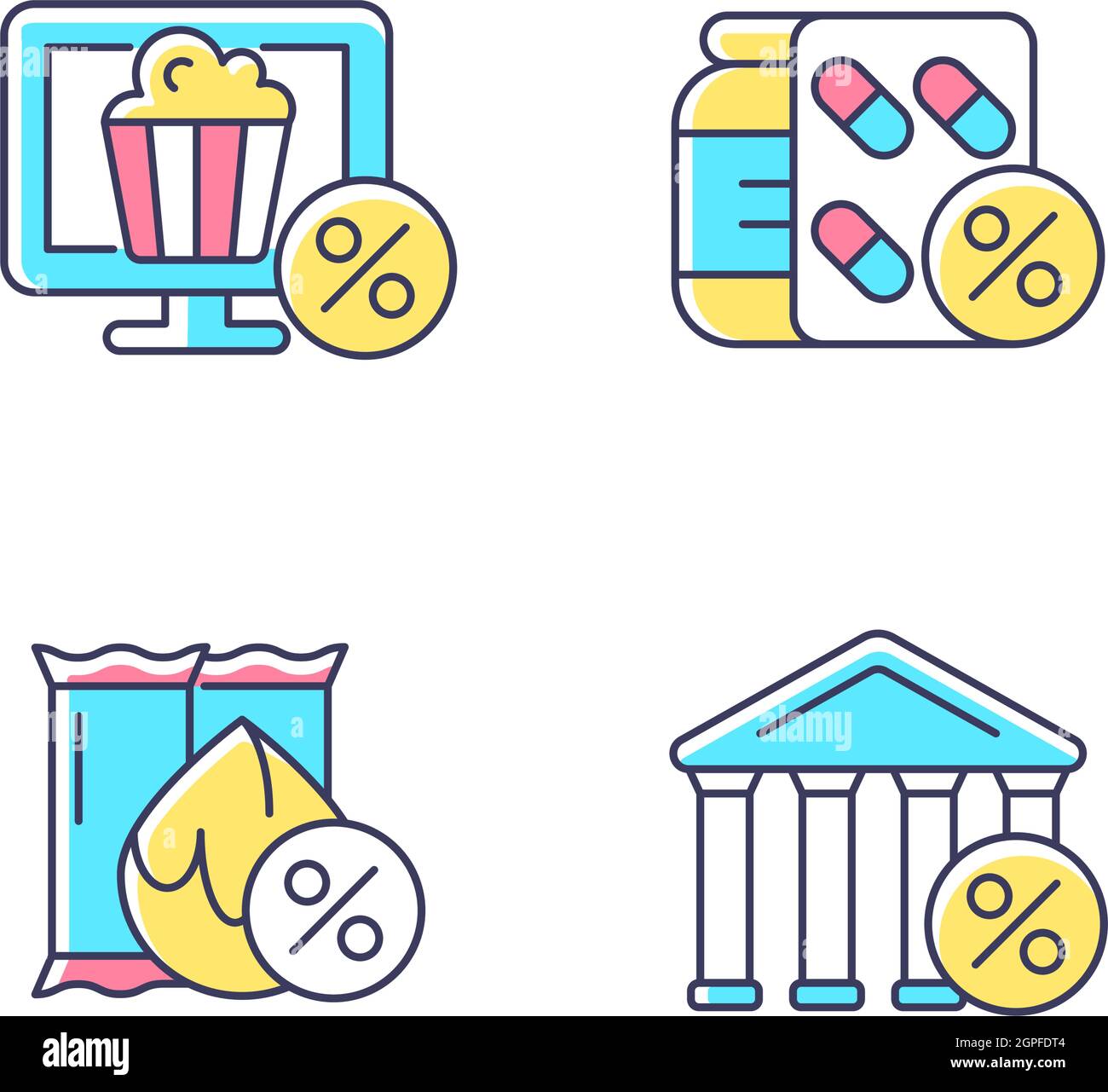 Employee discount scheme RGB color icons set Stock Vector Image & Art ...