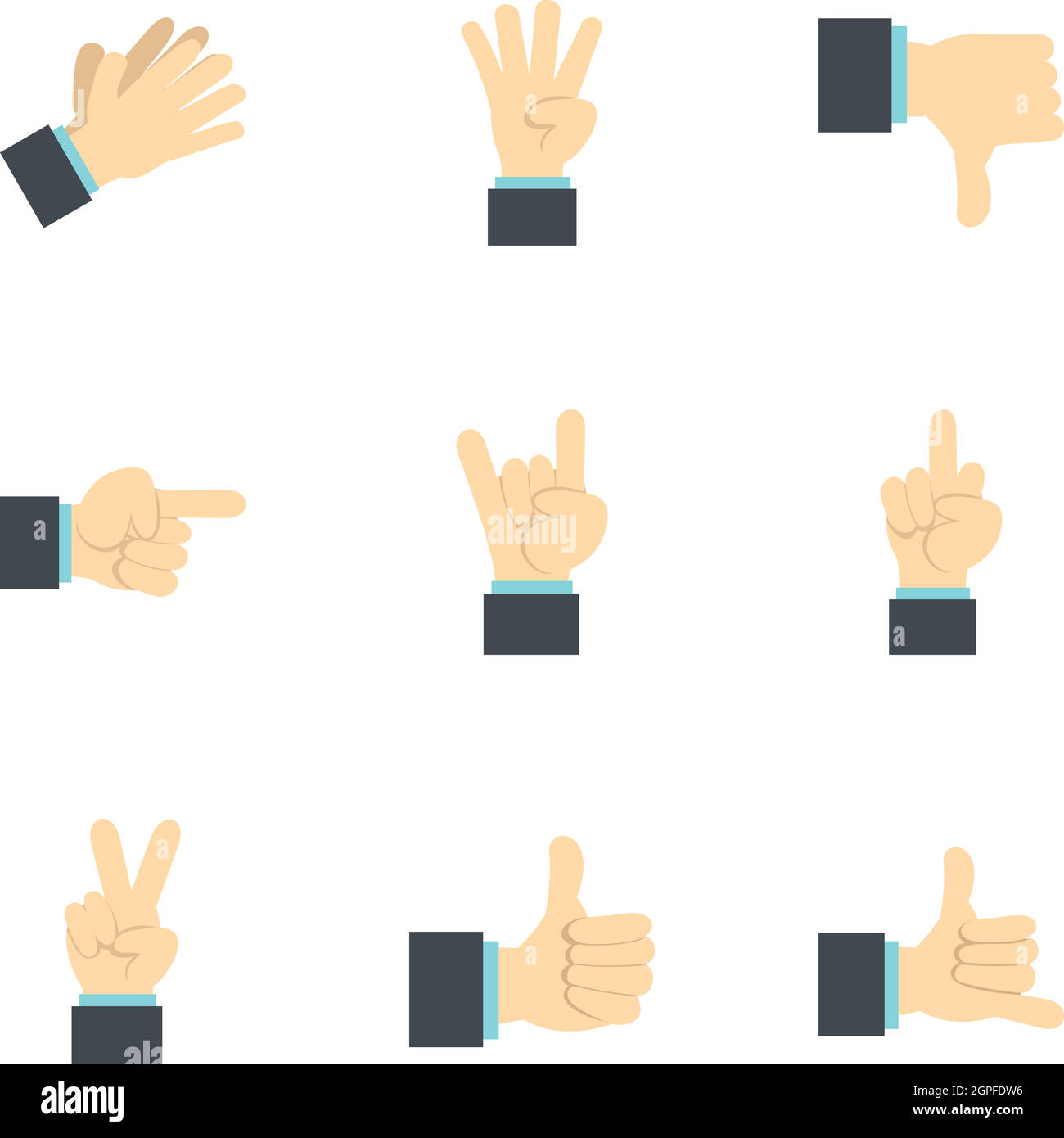 Hand icons set, flat style Stock Vector Image & Art - Alamy