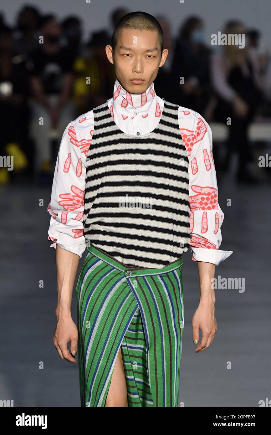 Model walks on the runway at the Kenneth Ize fashion show during Spring ...