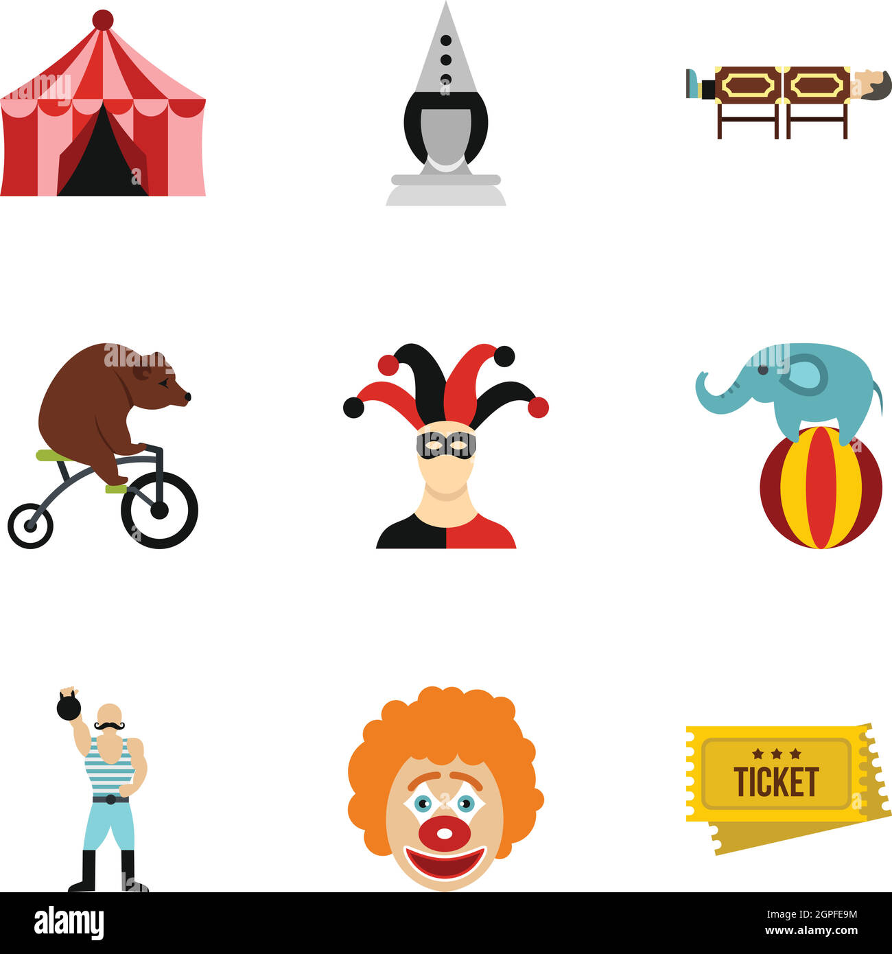 Circus performance icons set, flat style Stock Vector Image & Art - Alamy