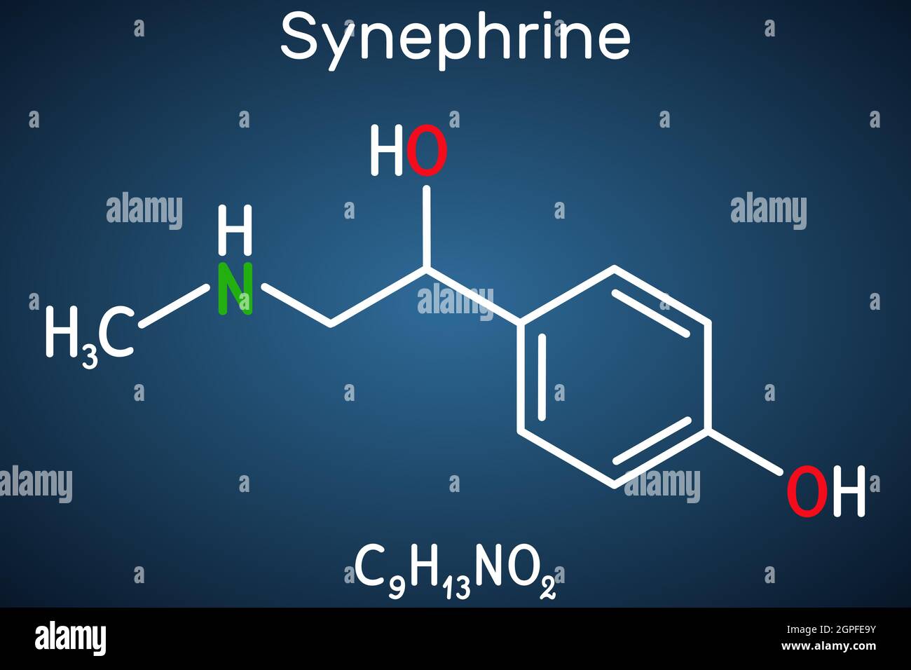 Synephrine, p-synephrine molecule. It is phenethylamine alkaloid ...