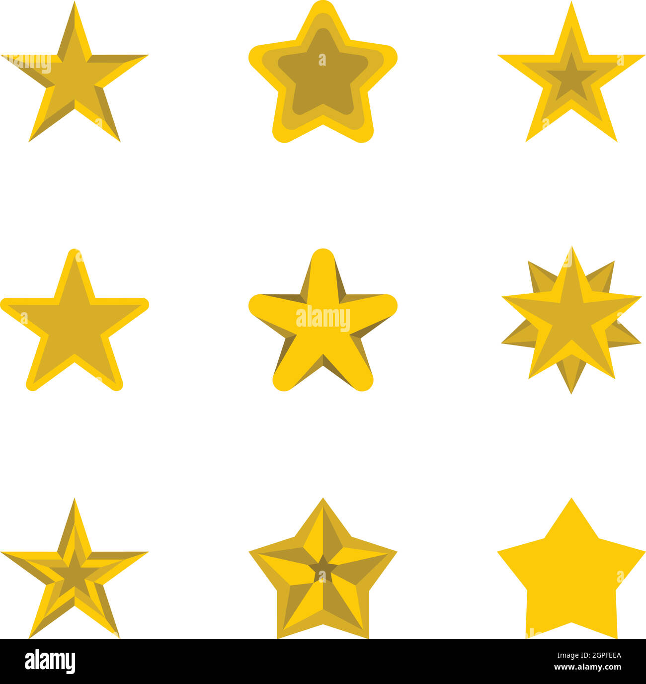 Geometric figure star icons set, flat style Stock Vector Image & Art ...